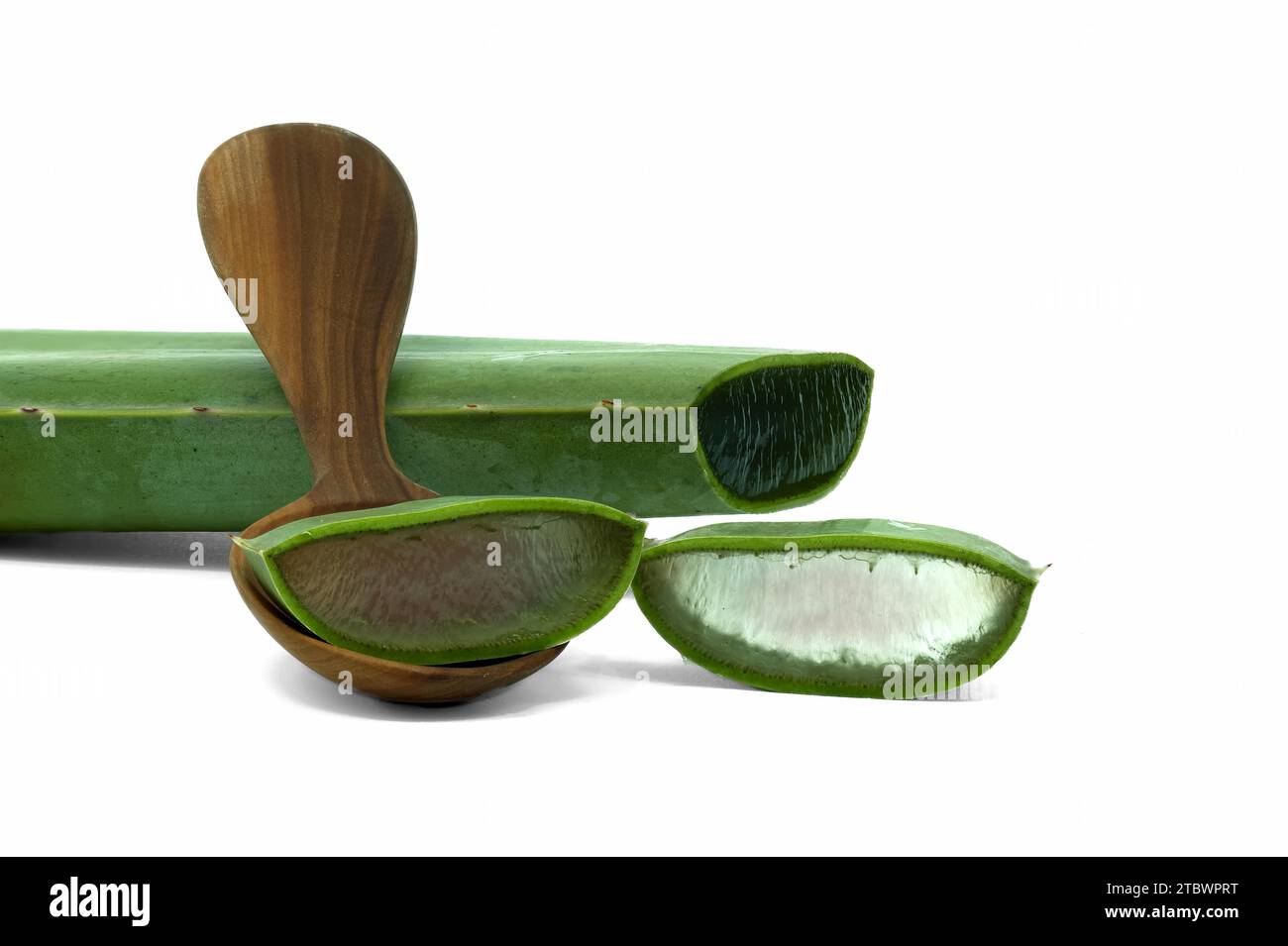 Aloe vera leaf slices isolated on white background, natural organic ...