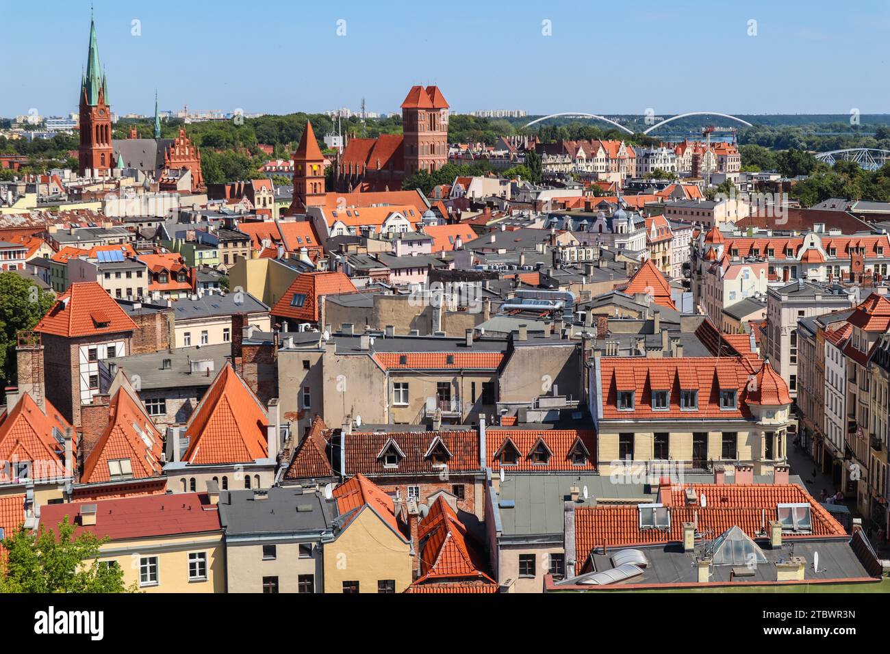 Aerial view of historical buildings of medieval town Torun, Poland ...