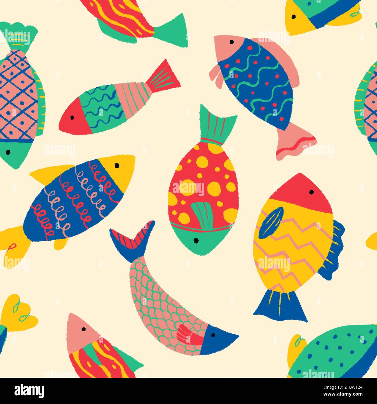 Colorful Fish Swimming Seamless Pattern. Can be used in fabric, paper ...