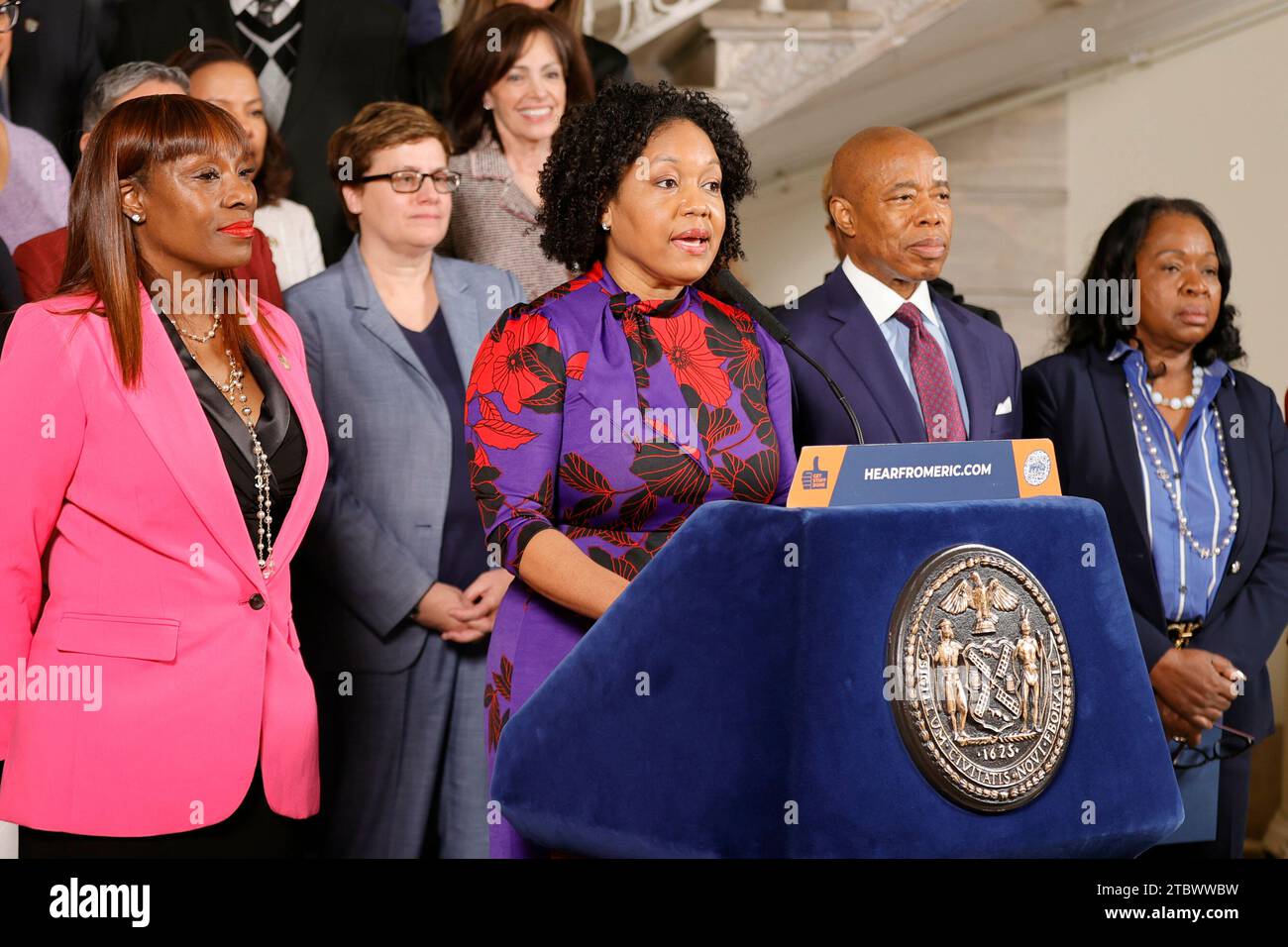 City Hall, New York, USA, December 08, 2023 - Mayor Eric Adams ...