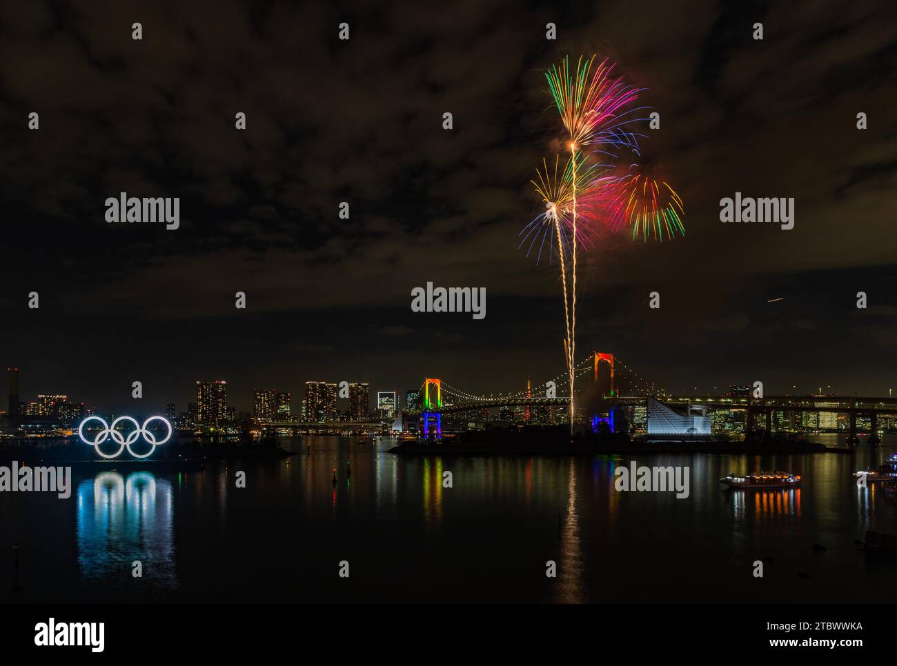 A picture of the fireworks commemorating the opening of the Olympic ...