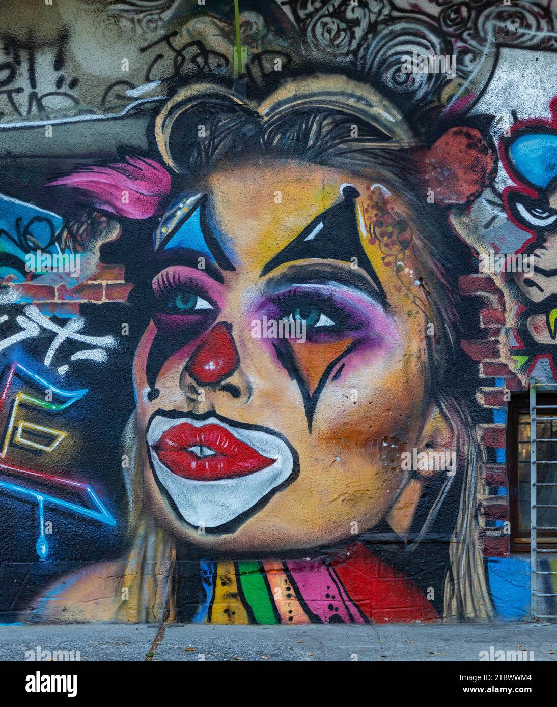 A close-up picture of one of the graffiti on display at the Metelkova ...