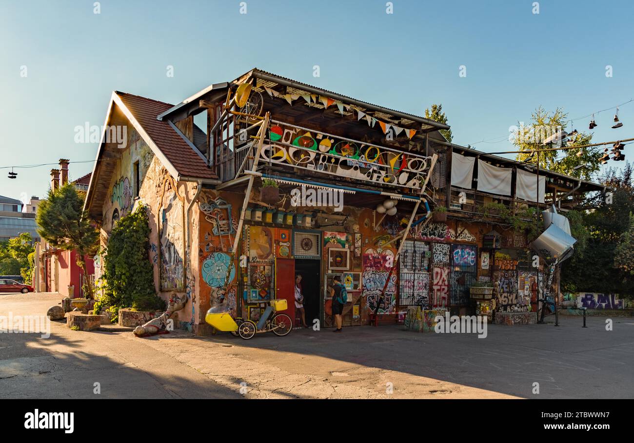 A picture of one of the main buildings of the Metelkova Art Center ...