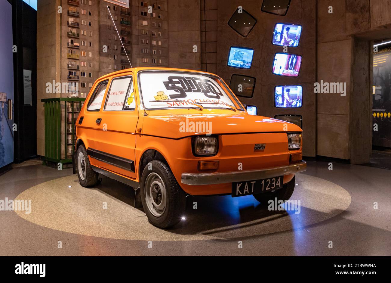 A picture of a Polska Fiat (Poland Fiat) car inside the Silesian Museum ...