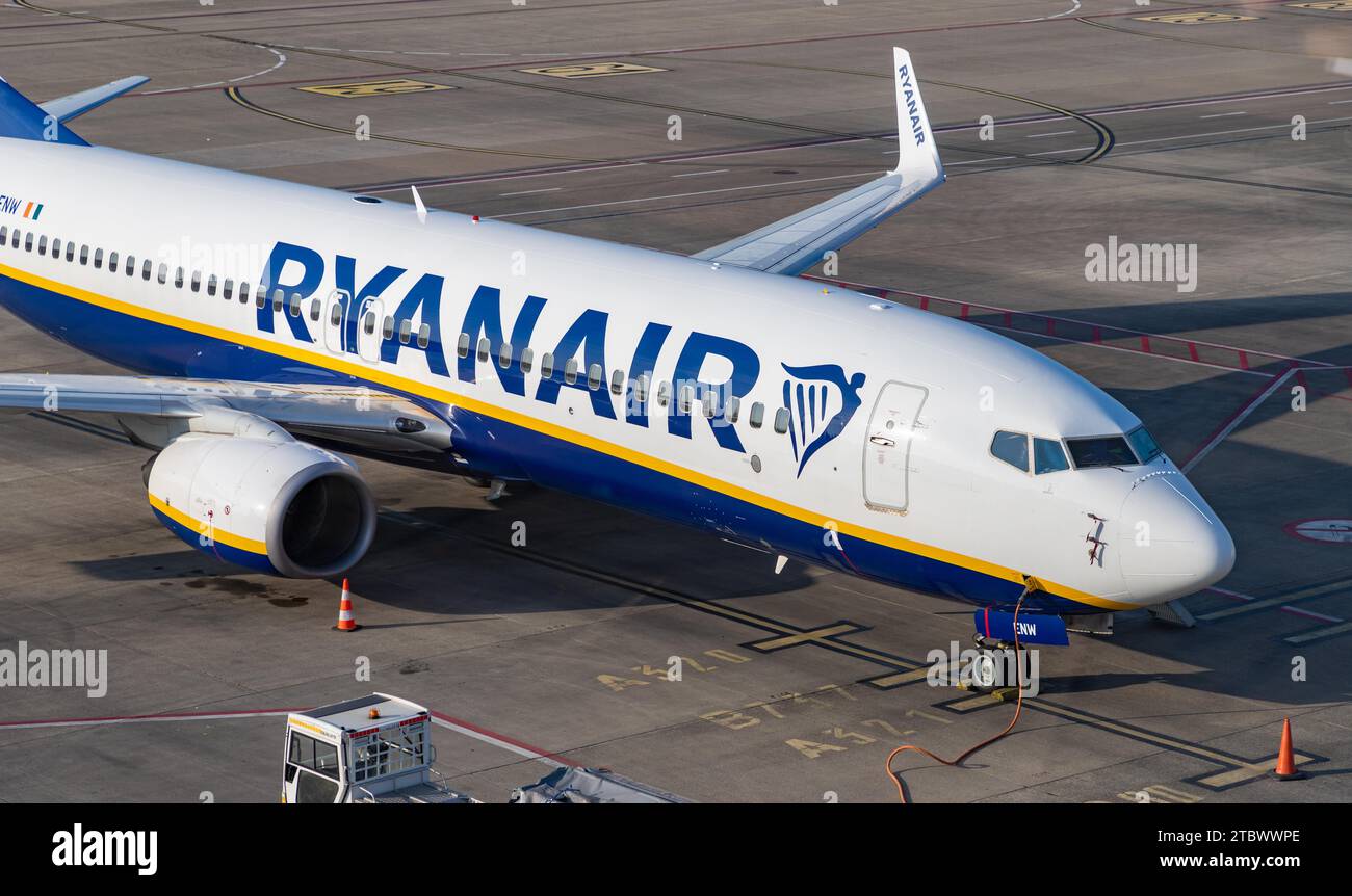 A picture of a Ryanair plane parked near the terminal at the Charleroi ...