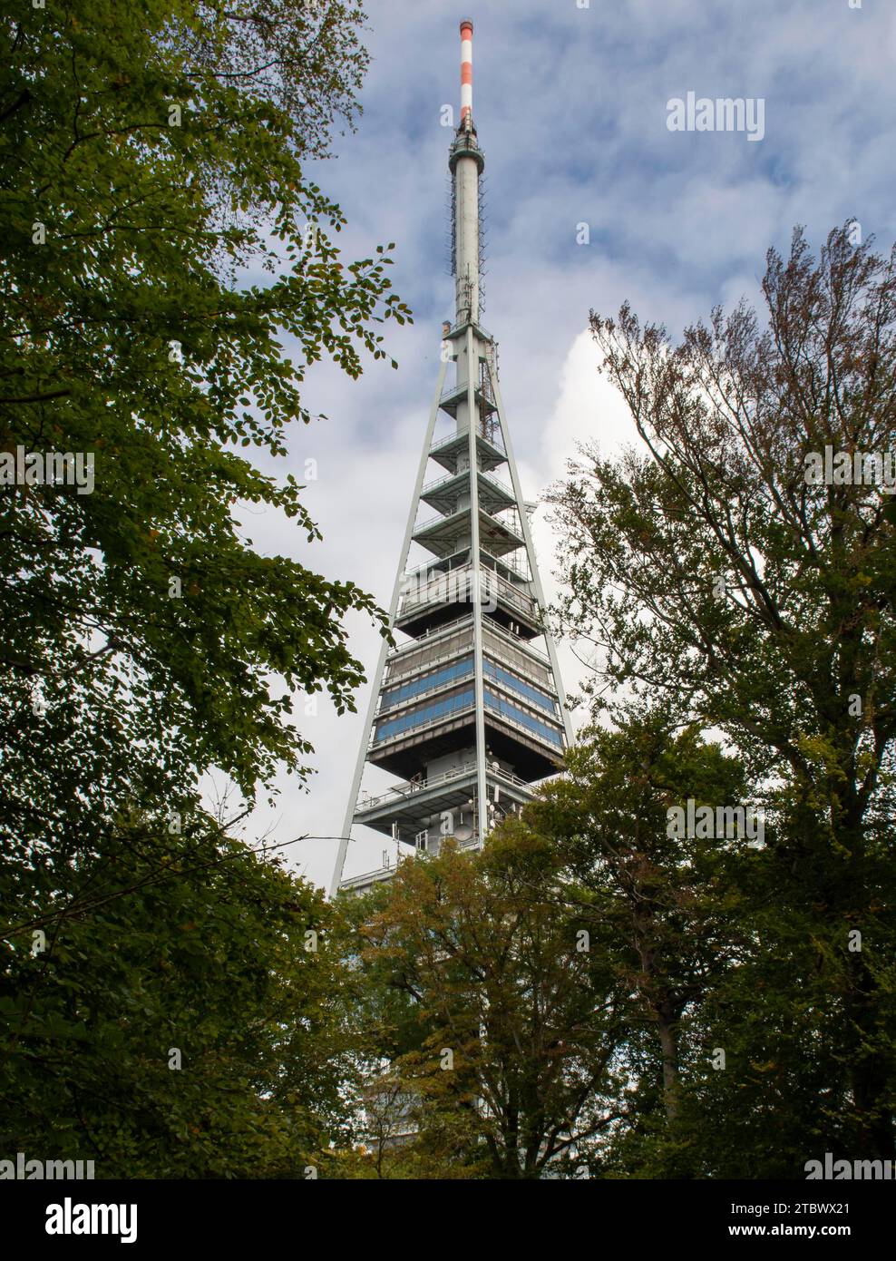 The Kamzik TV Tower. (Veza) . 196-metre tall transmission tower with a ...