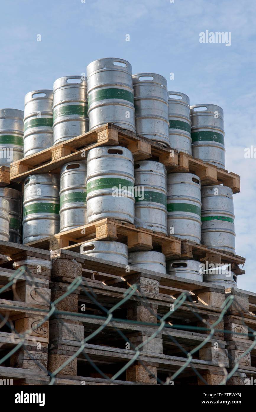 Bratislava, Slovakia, October, 16, 2022 : A pile of Pilsner urquell ...