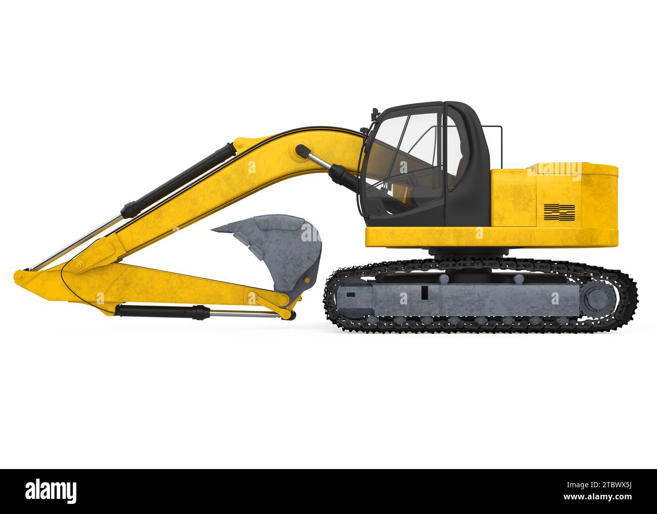 Yellow Excavator Isolated Stock Photo - Alamy