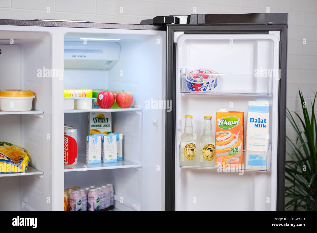 Aqua fridge closeup for editorial use only Stock Photo - Alamy