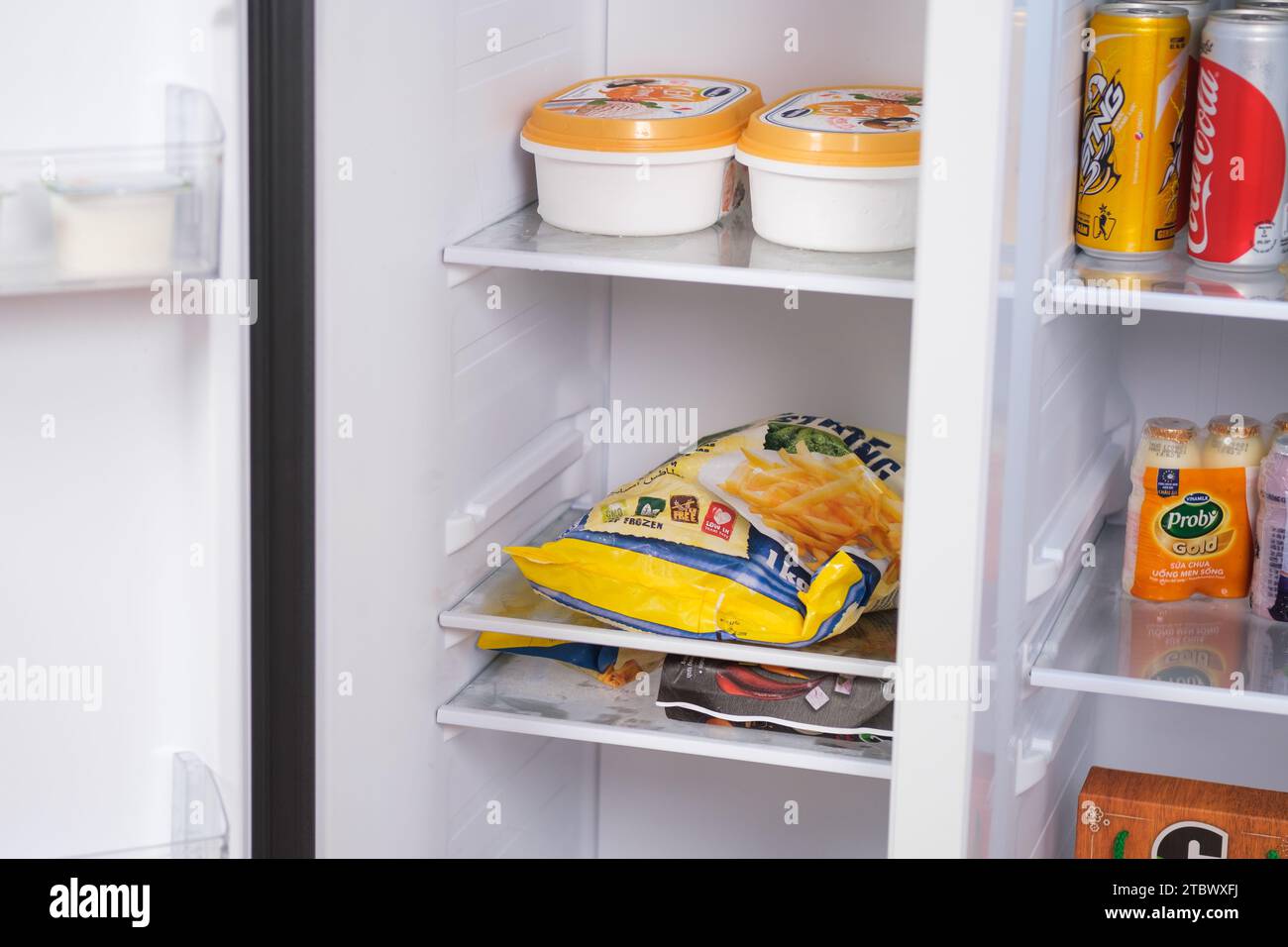 Aqua fridge closeup for editorial use only Stock Photo - Alamy
