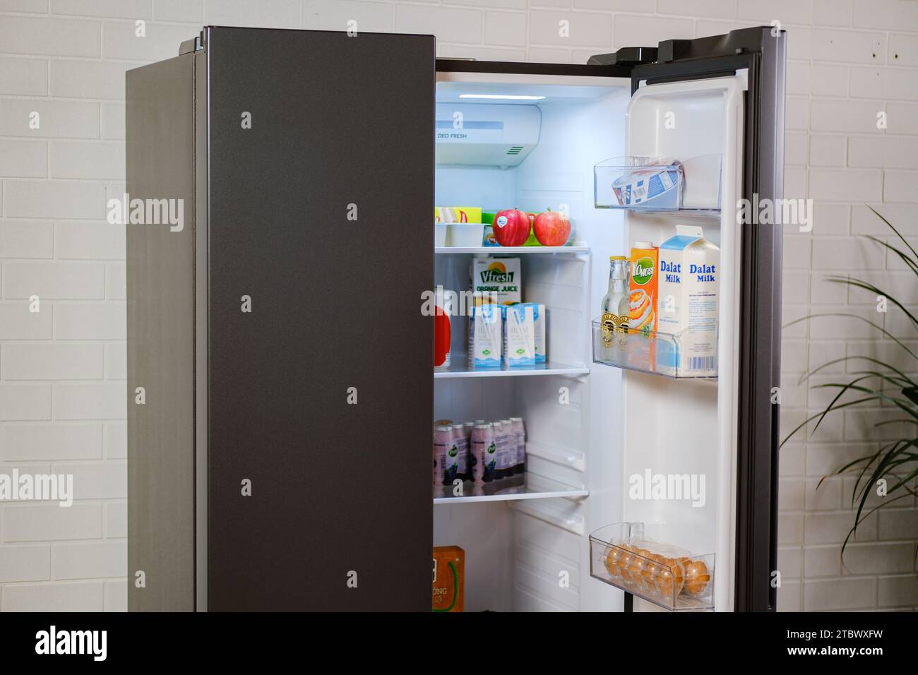 Aqua fridge closeup for editorial use only Stock Photo - Alamy