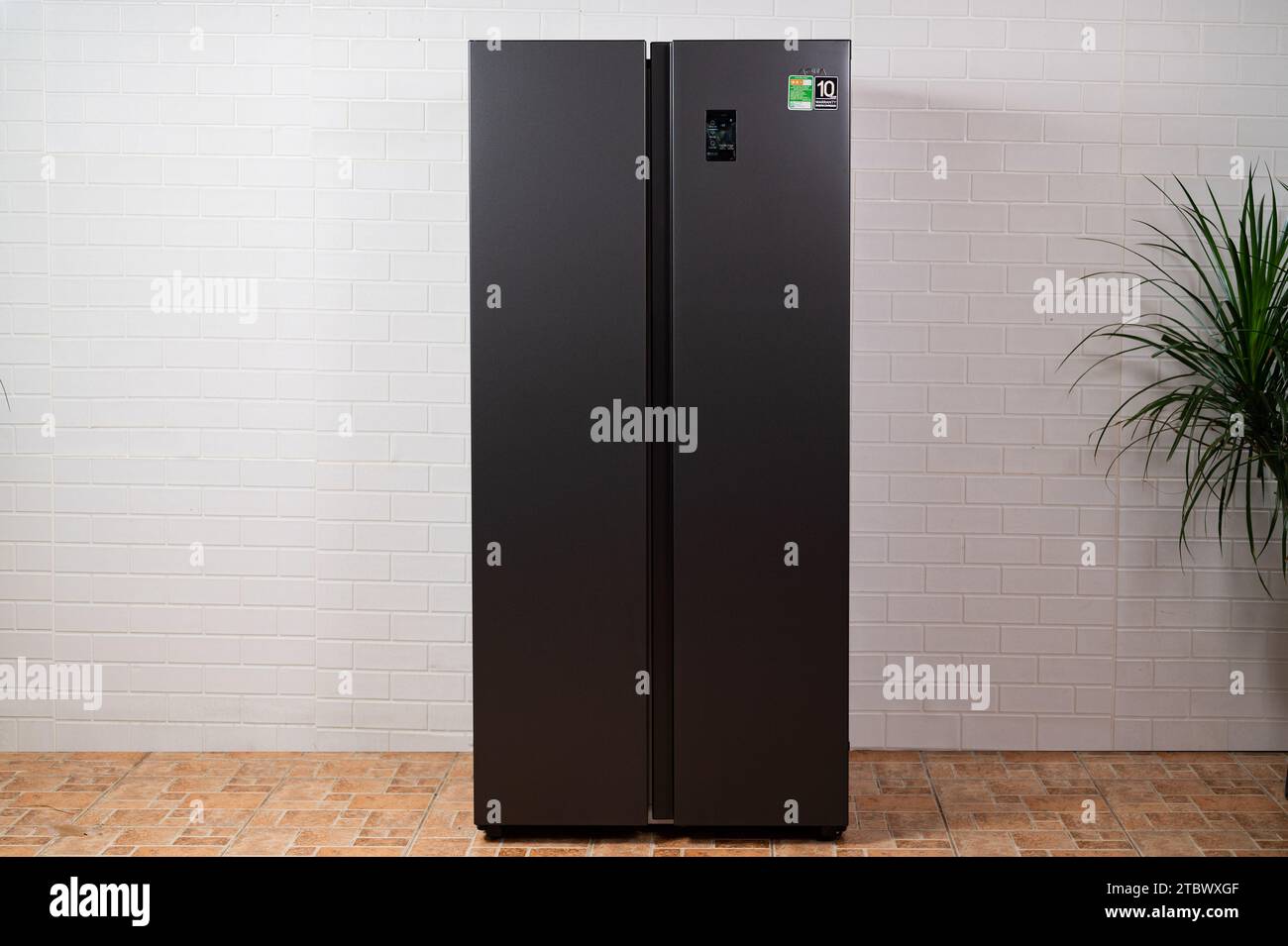 Aqua fridge closeup for editorial use only Stock Photo - Alamy