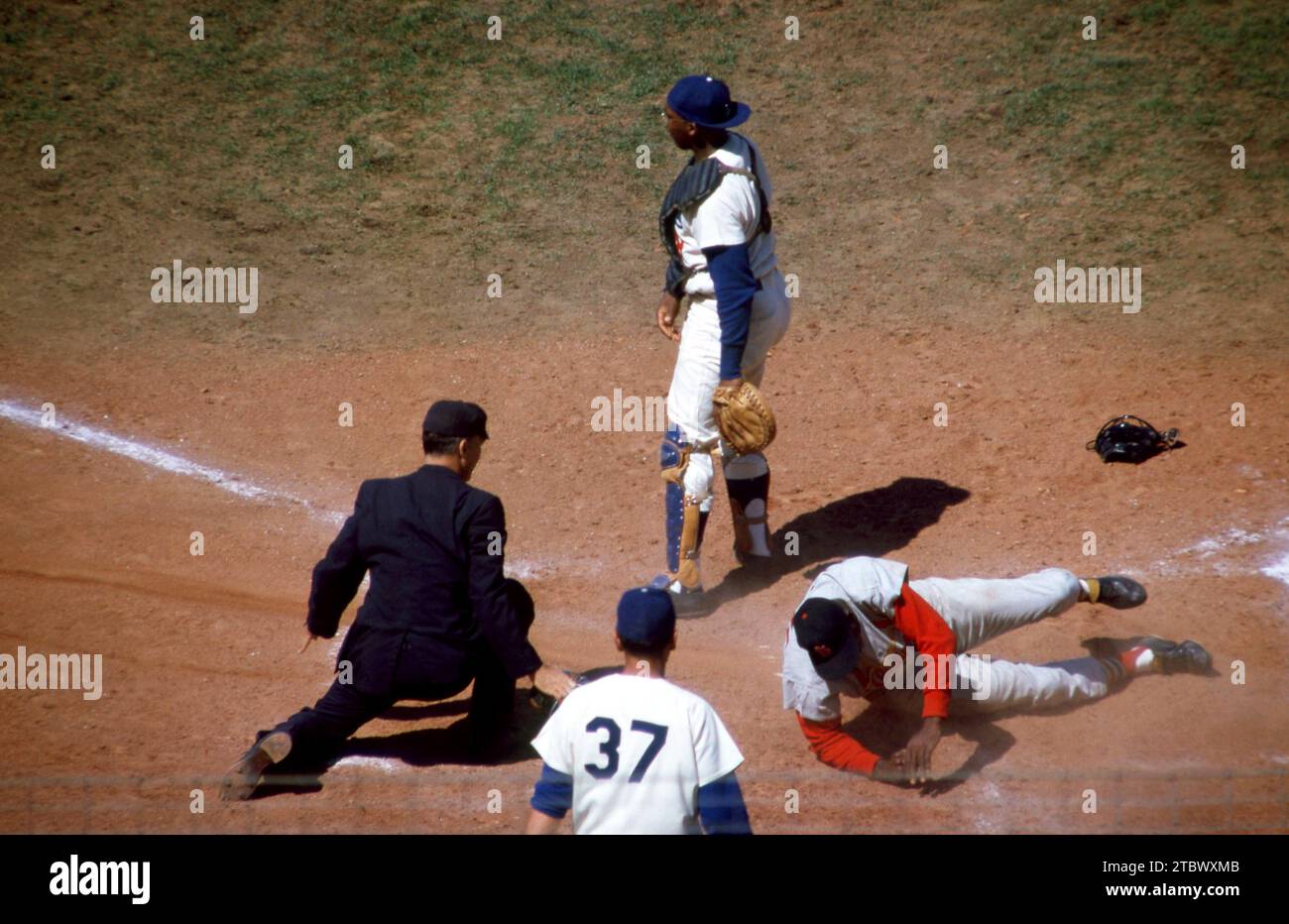 LOS ANGELES, CA - APRIL 28: Catcher John Roseboro #8 of the Los Angeles ...