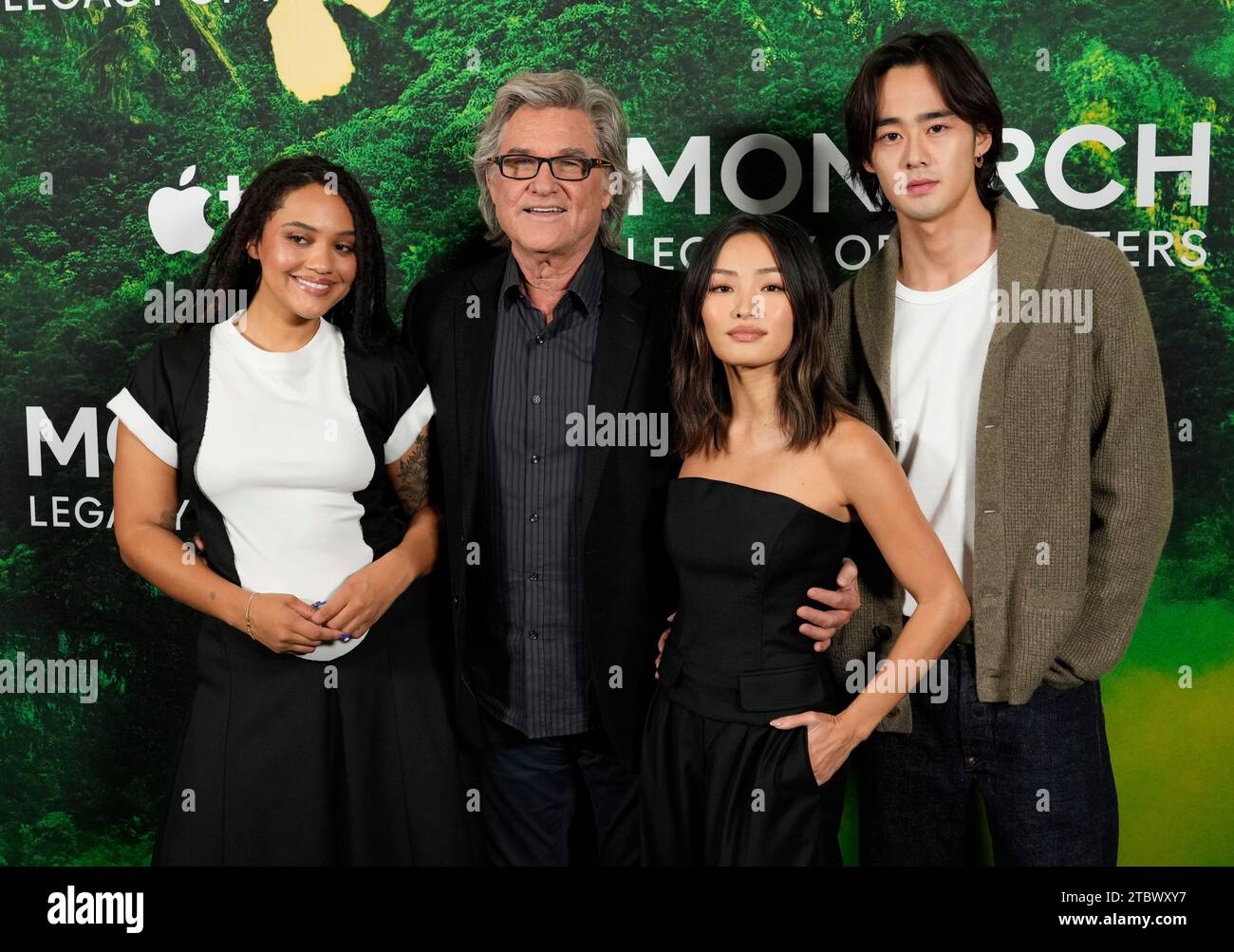 From left, Kiersey Clemons, Kurt Russell, Anna Sawai and Ren Watabe ...