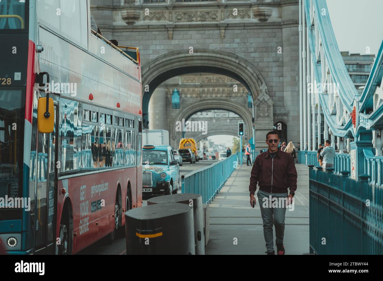 London, UK, October 09, 2023. People walking on Tower Bridge; This is ...