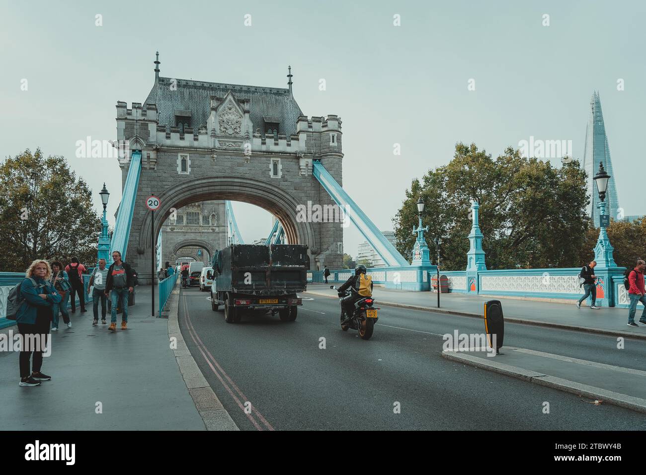 London, UK, October 09, 2023. People walking on Tower Bridge; This is ...