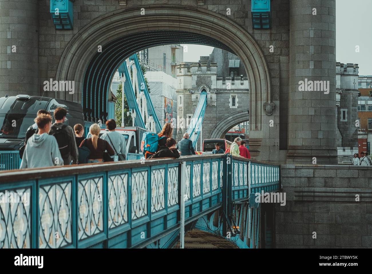 London, UK, October 09, 2023. People walking on Tower Bridge; This is ...