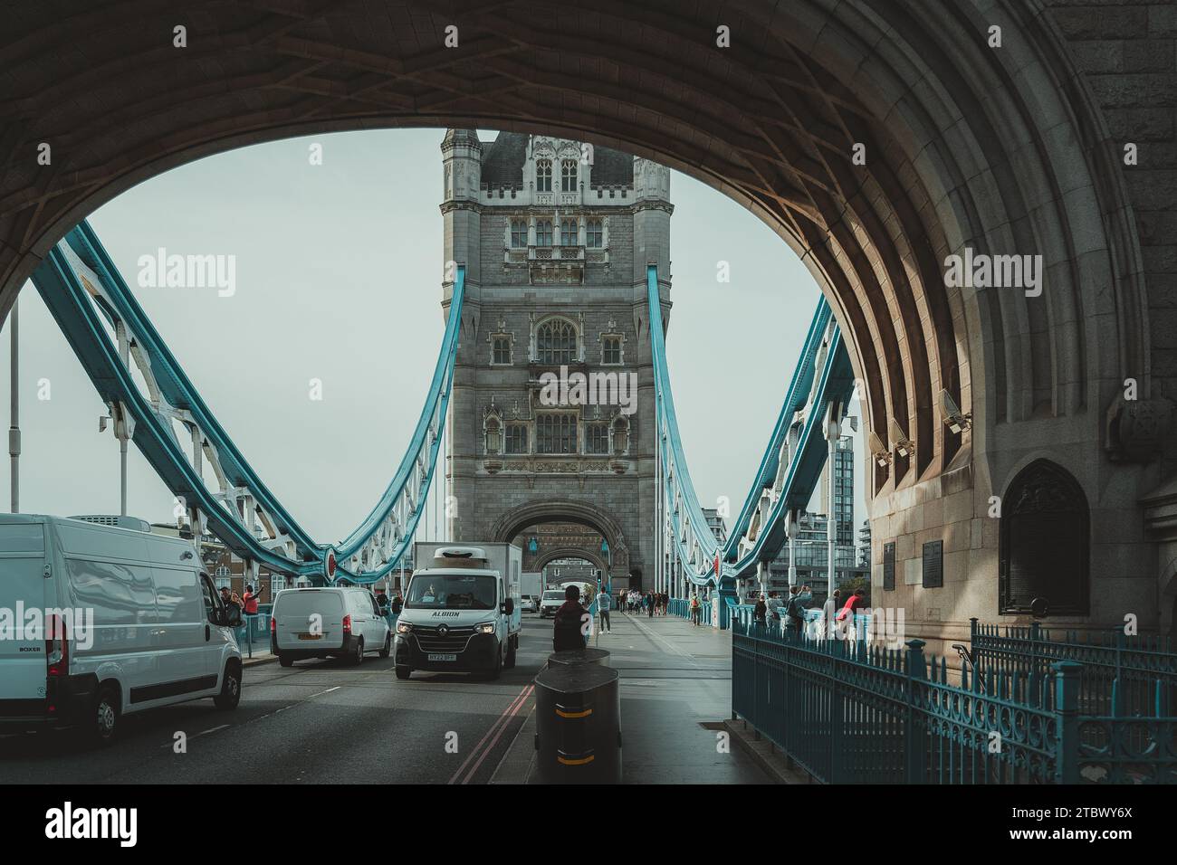London, UK, October 09, 2023. People walking on Tower Bridge; This is ...