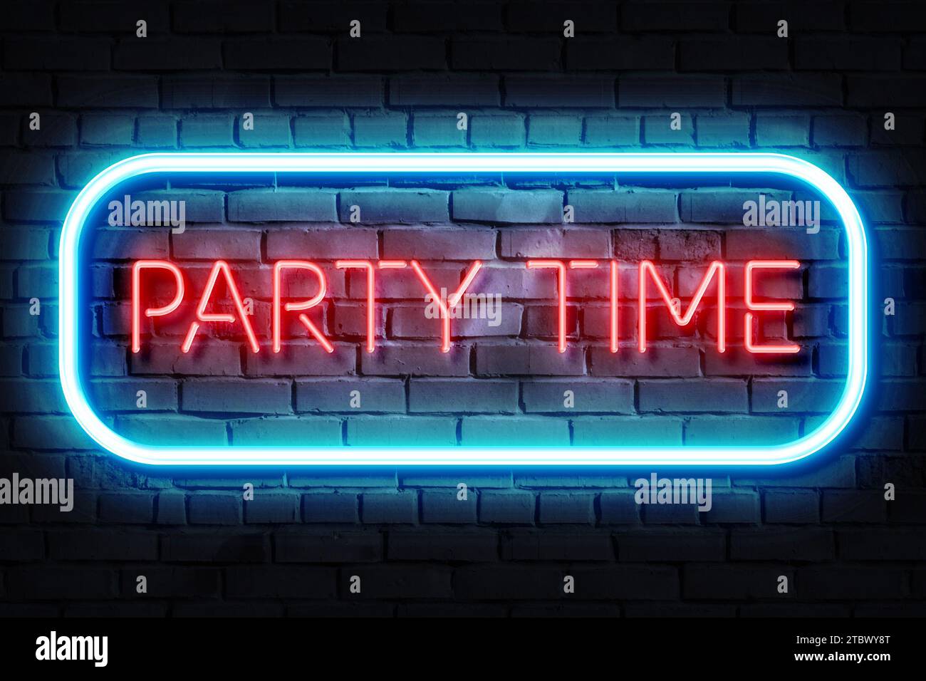 The Party Time Neon Sign Illustration on a dark background Stock Photo ...