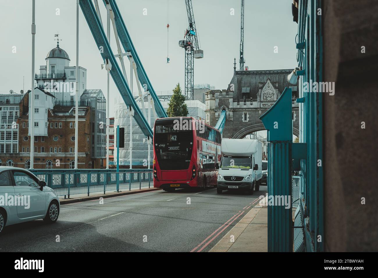 London, UK, October 09, 2023. People walking on Tower Bridge; This is ...