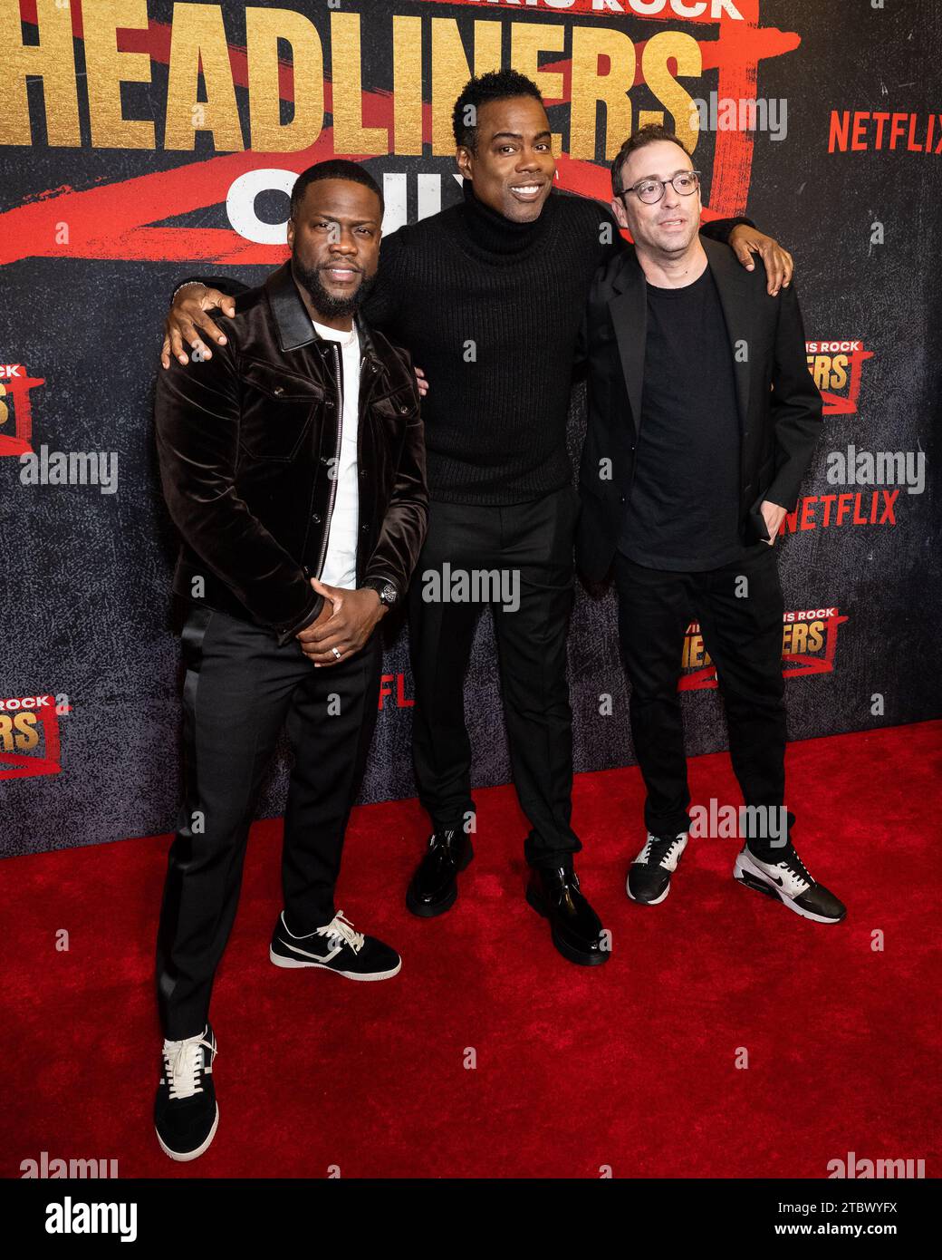 New York, USA. 08th Dec, 2023. (L-R) Kevin Hart, Chris Rock, and Robbie ...