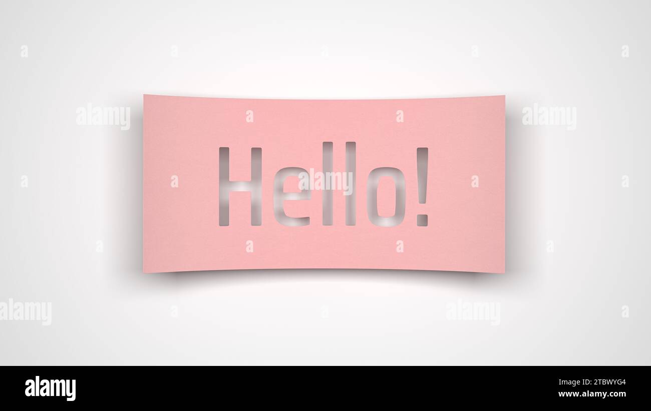 Paper note hello on a white background. 3d illustration Stock Photo - Alamy