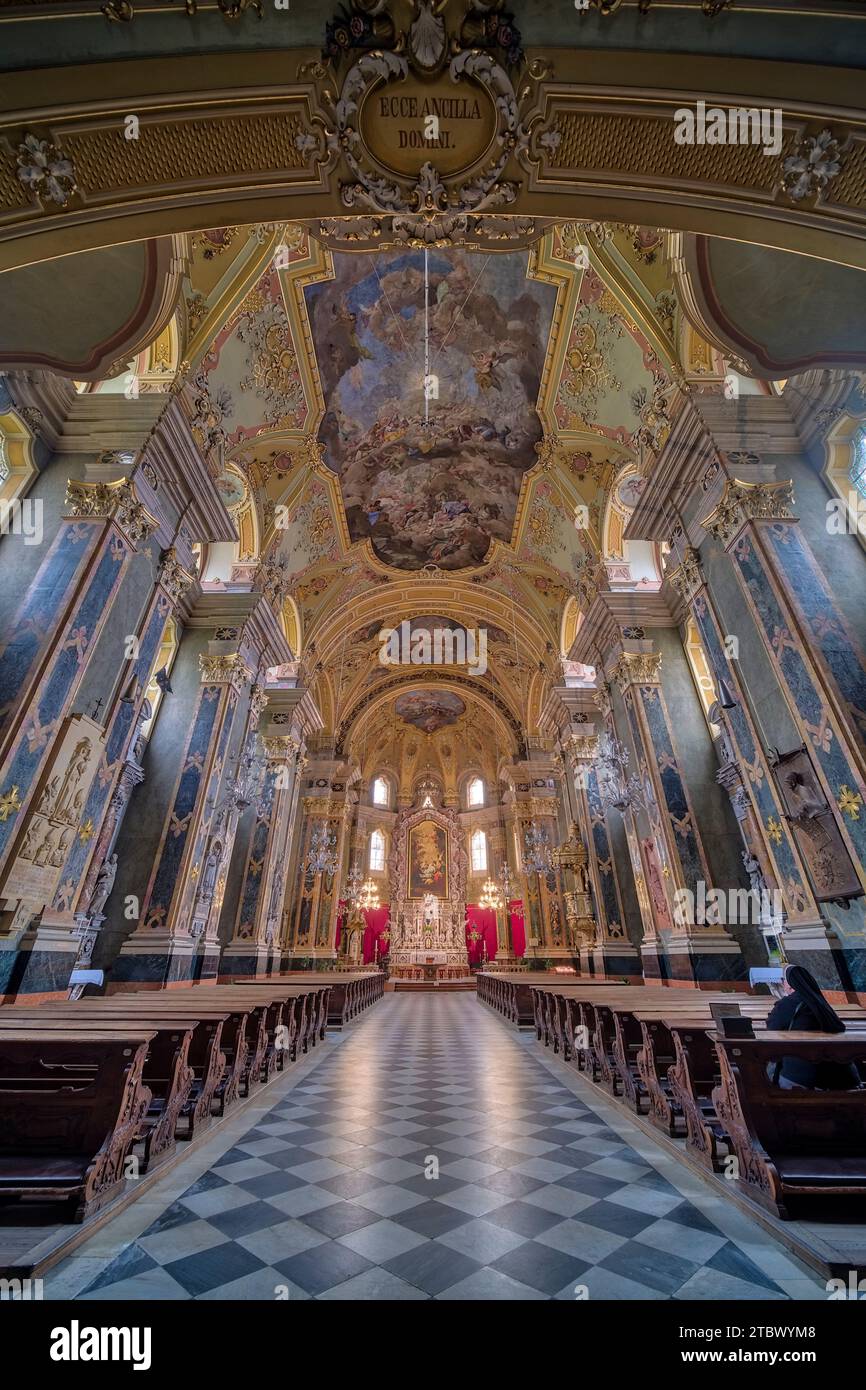 Interior design and altar inside the church Cathedral of Brixen, Duomo ...