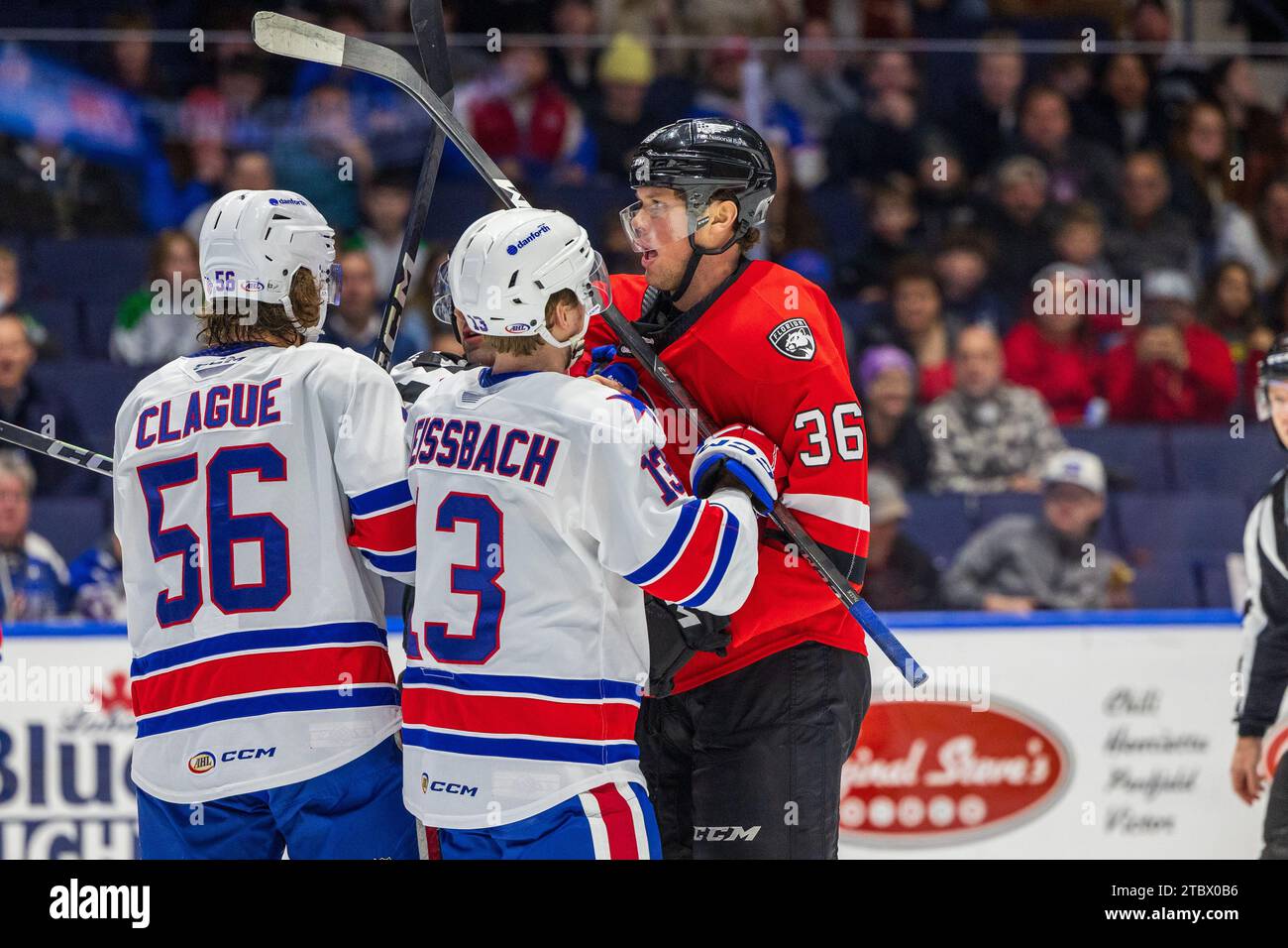 Rochester, New York, USA. 8th Dec, 2023. Charlotte Checkers forward ...