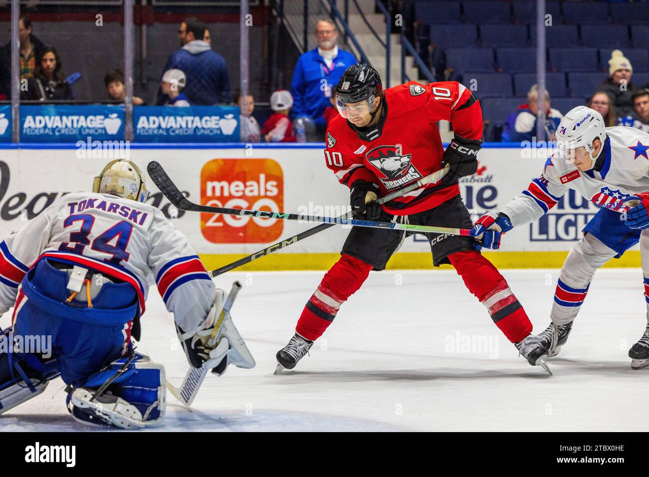 Rochester, New York, USA. 8th Dec, 2023. Charlotte Checkers forward ...