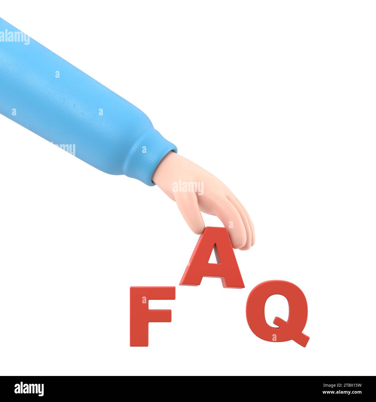 3d hand and word FAQ concept,Cartoon Gesture Icon Mockup. 3D rendering ...