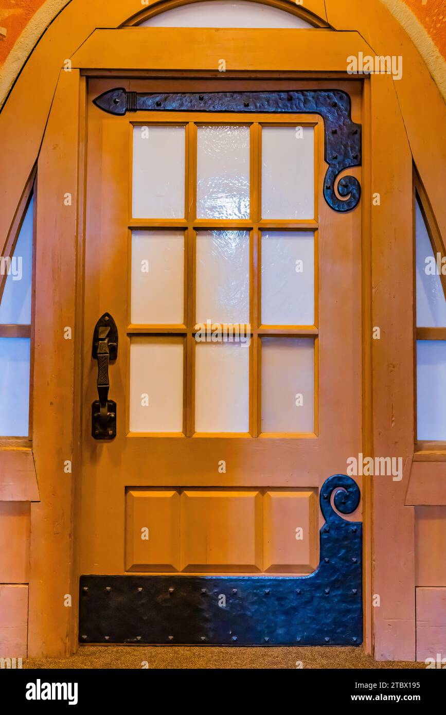 Forged door details in the Barlow Room, a meeting room in Timberline ...