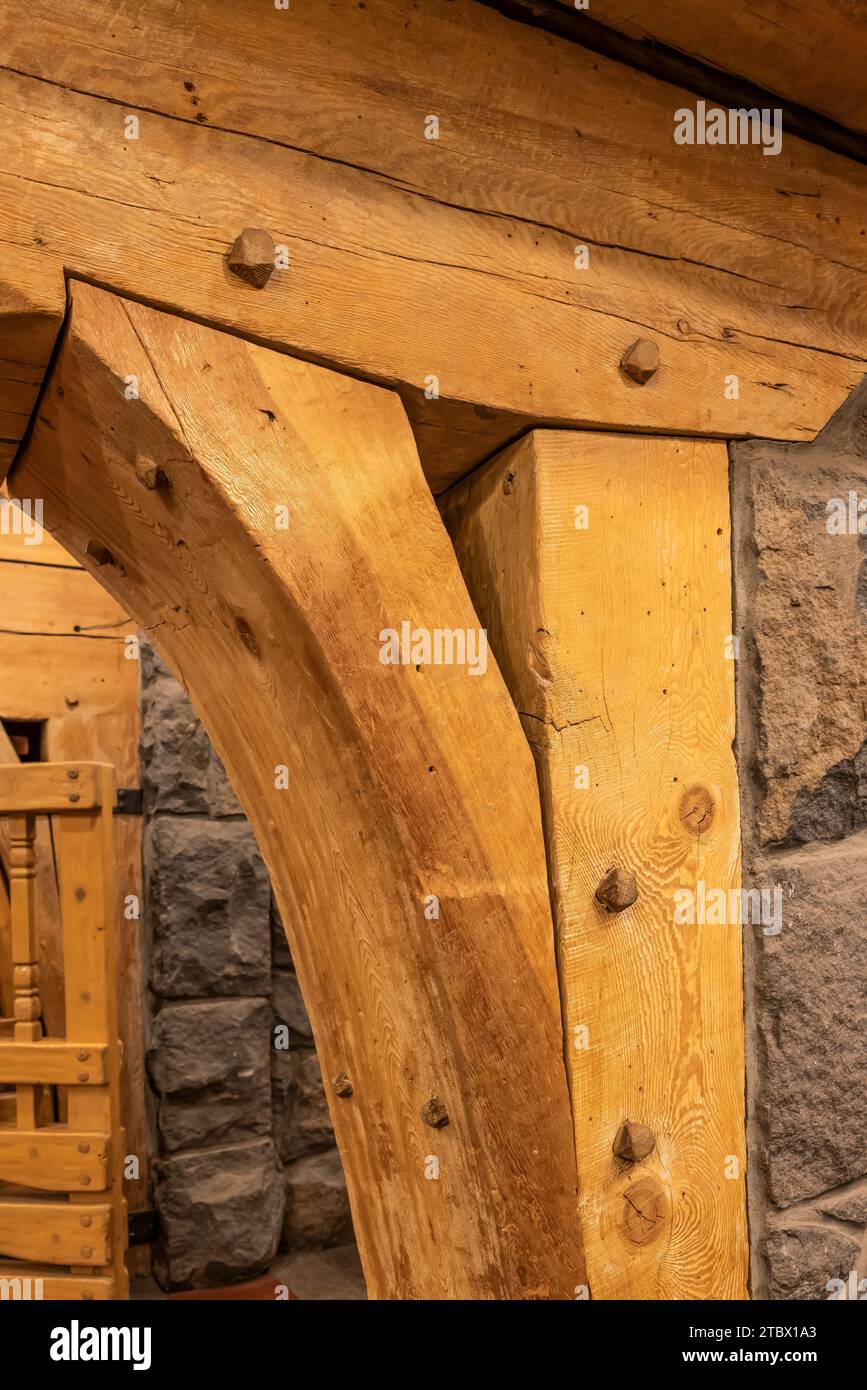 Giant hand-shaped beams in Timberline Lodge on Mt. Hood, Mt. Hood ...
