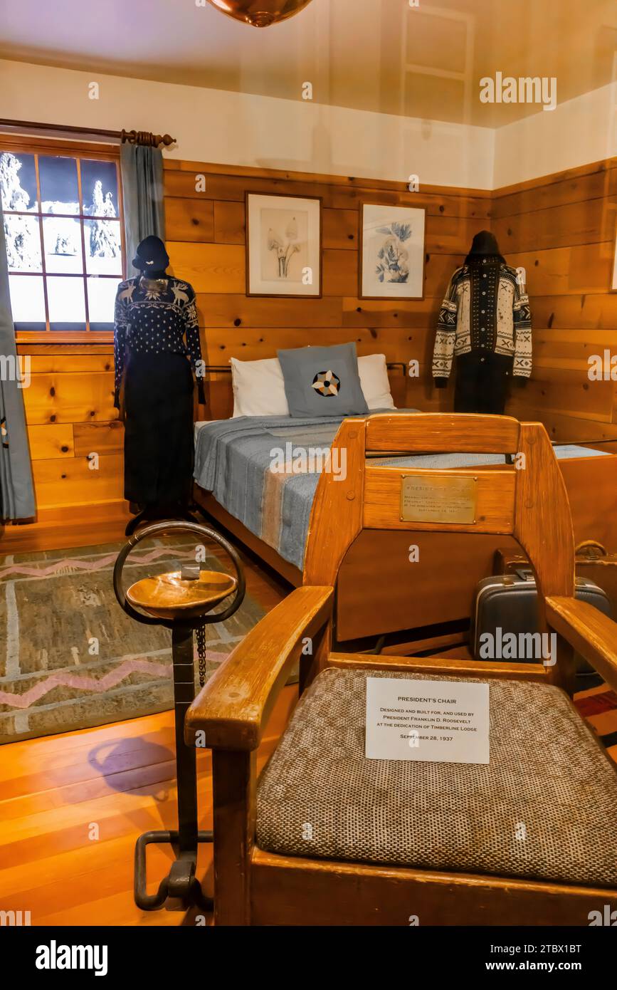 1930s decor in a room in Timberline Lodge on Mt. Hood, with many ...