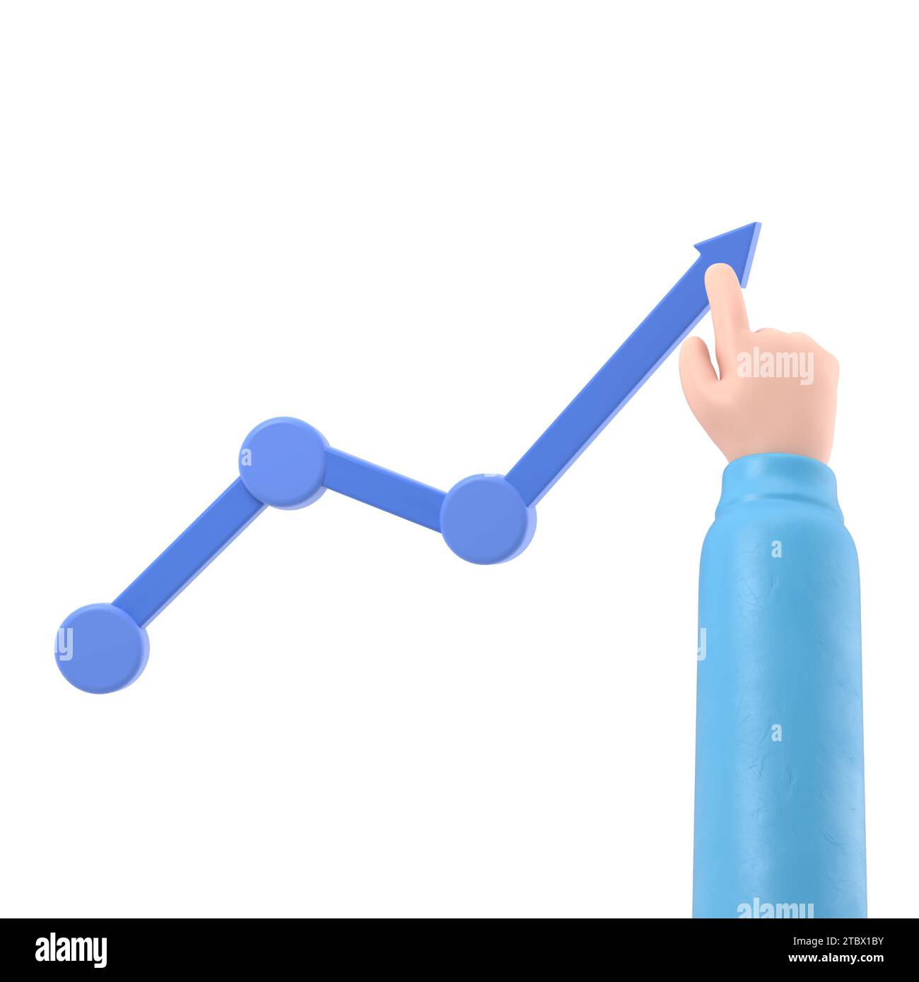 Increase sales. Diagram up. Businessman raises hand financial chart. 3d ...