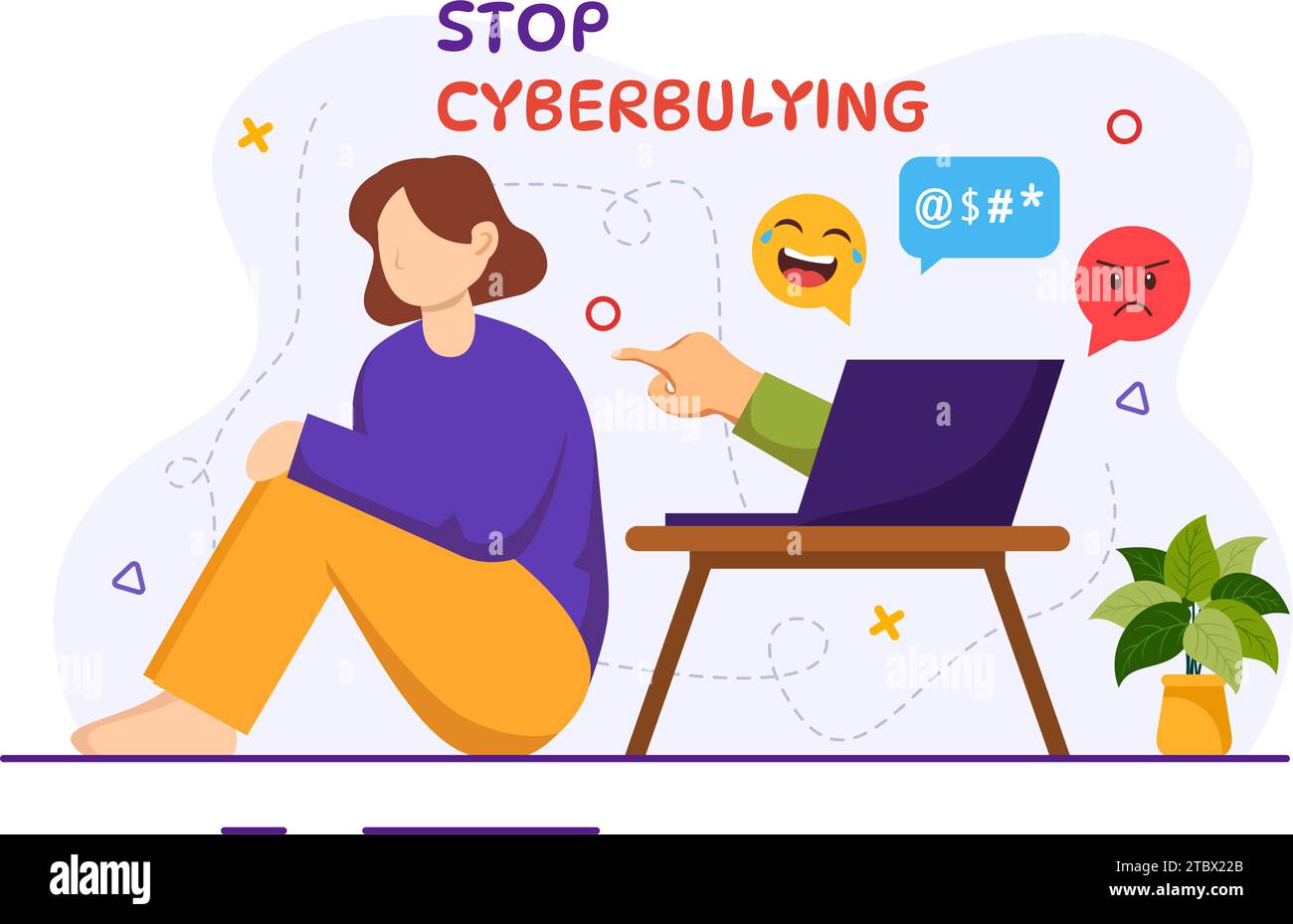 Stop Cyberbullying Vector Illustration of Haters Online with Bullying ...