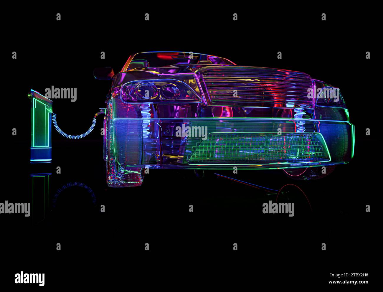 Glass Glowing Electric Car Charging Stock Photo - Alamy