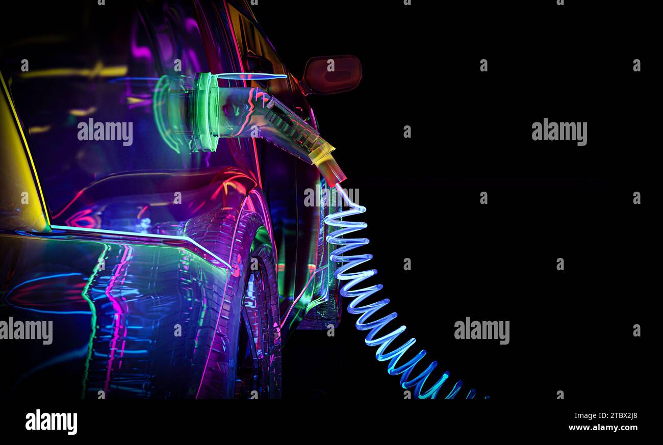 Glass Glowing Electric Car Charging Stock Photo - Alamy