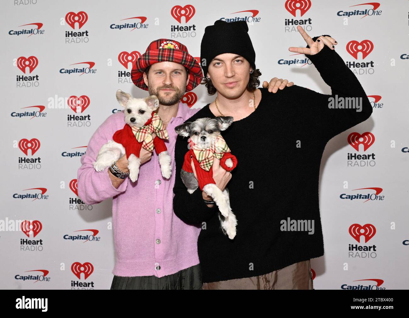 Jake Goss, left, and Paul Klein from LANY arrive at the iHeartRadio ...