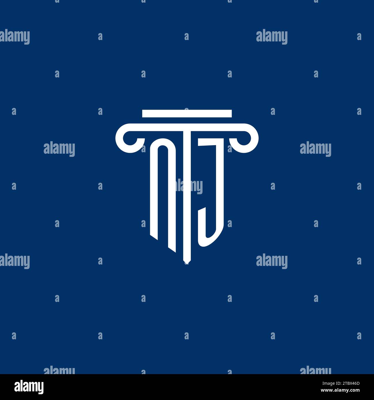 NJ initial logo monogram with simple pillar icon design Stock Vector ...