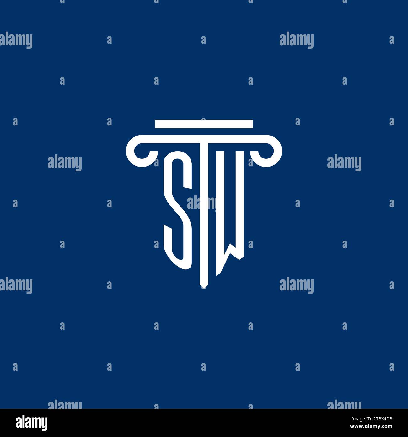 SW initial logo monogram with simple pillar icon design Stock Vector ...