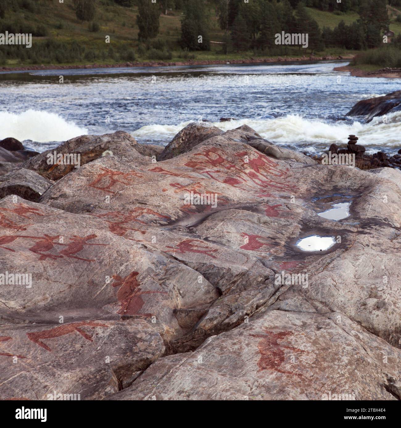 Up to 6,000-year-old red rock carvings in Näsåker. Sweden's largest ...