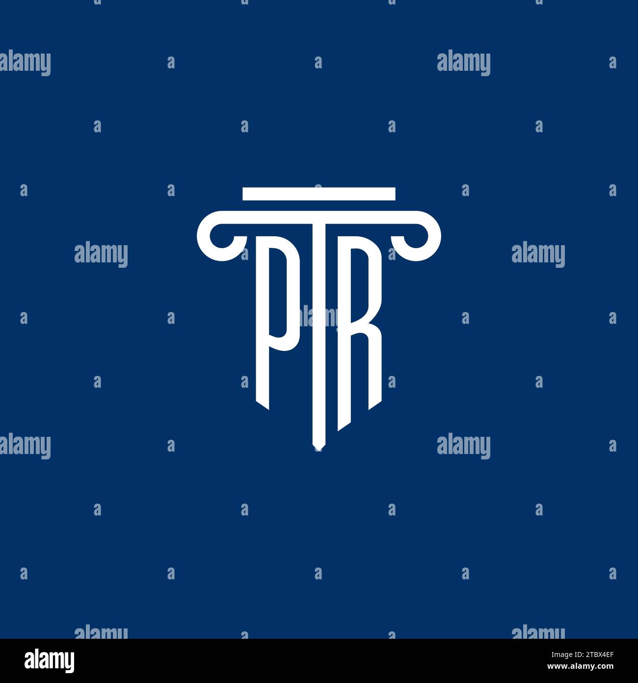 PR initial logo monogram with simple pillar icon design Stock Vector ...
