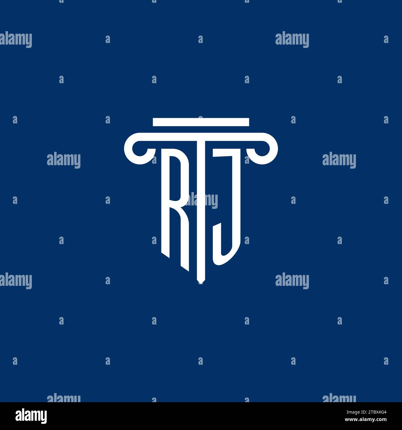 RJ initial logo monogram with simple pillar icon design Stock Vector ...