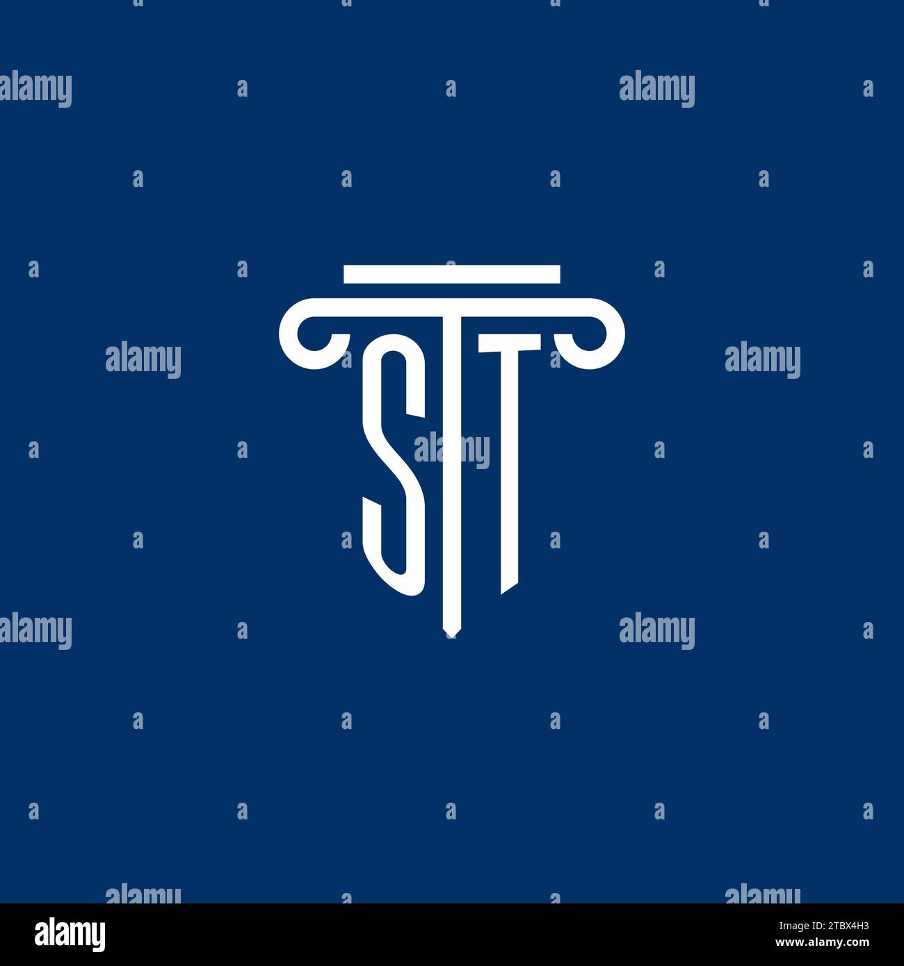 ST initial logo monogram with simple pillar icon design Stock Vector ...