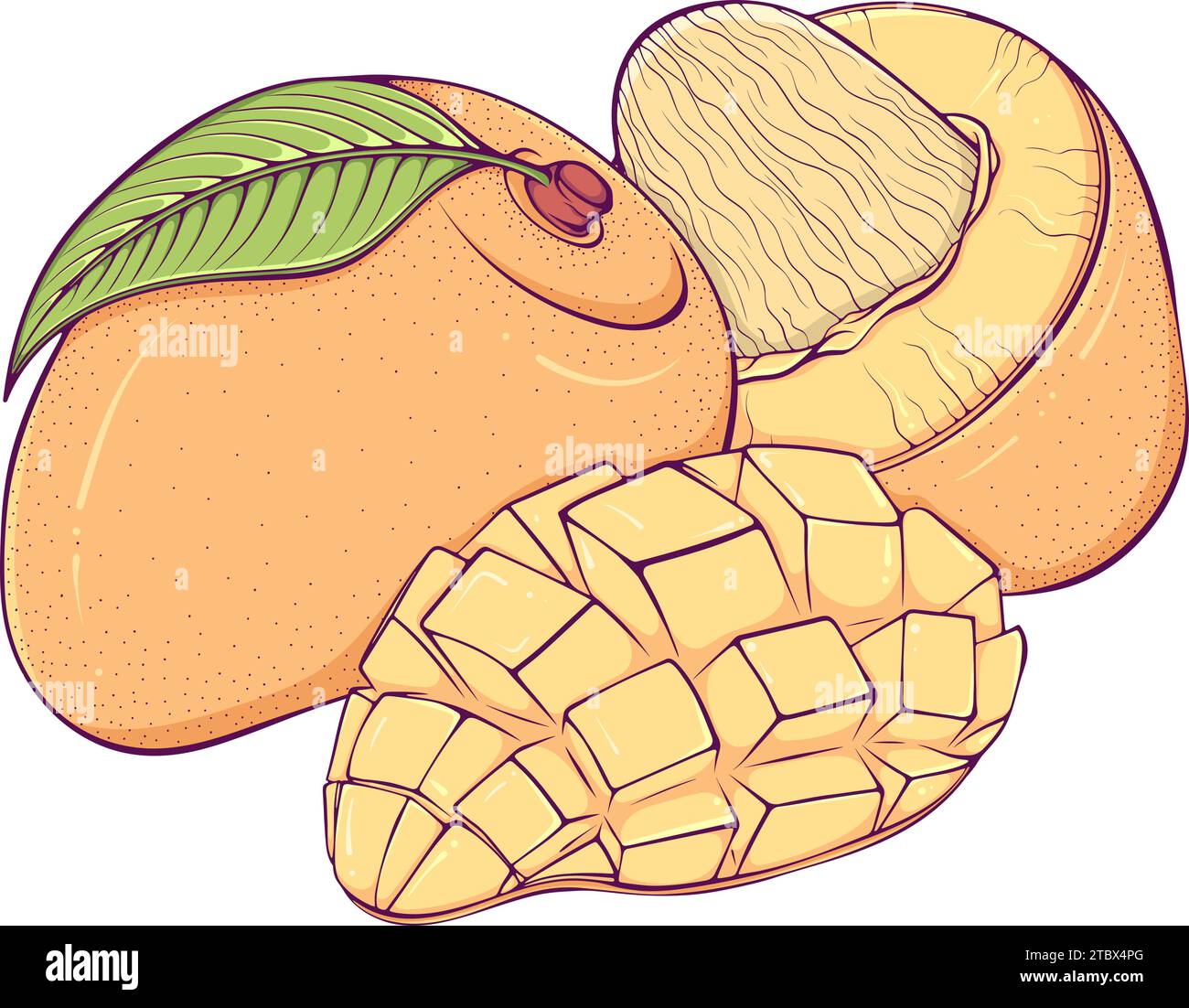 Mango slice cut cubes Stock Vector Images - Alamy