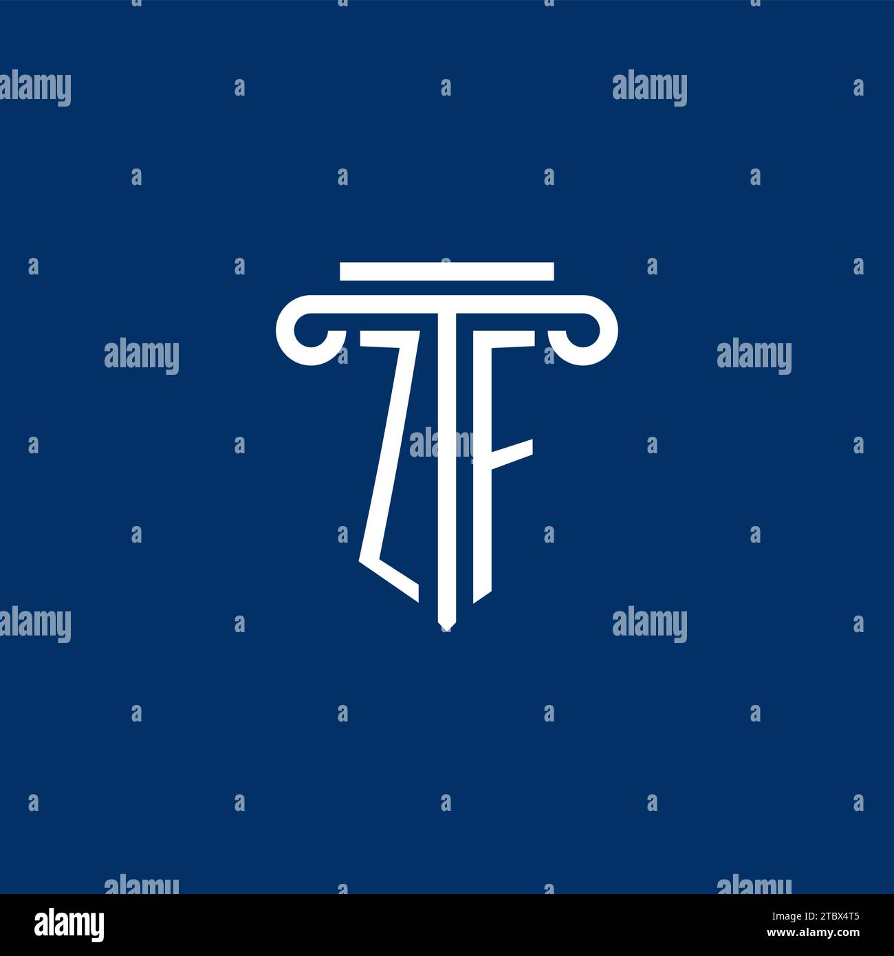 ZF initial logo monogram with simple pillar icon design Stock Vector ...