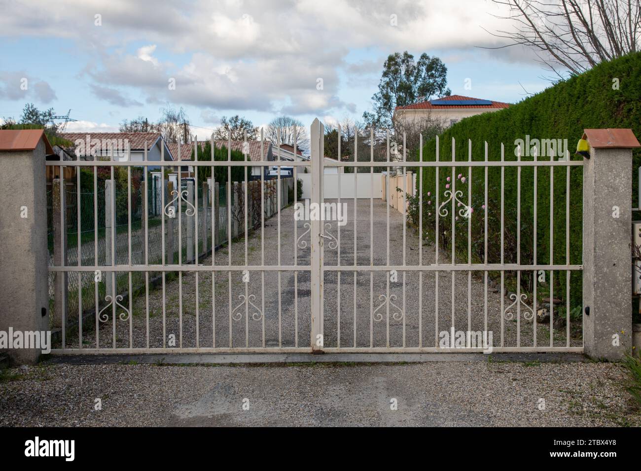 portal street beige ancient home steel white metal retro house gate ...