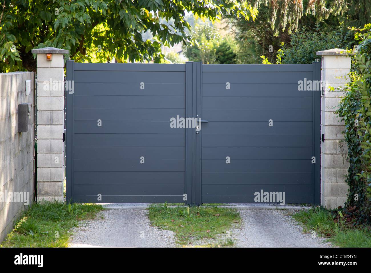 modern grey double gate gray outdoor door aluminum entrance portal of ...