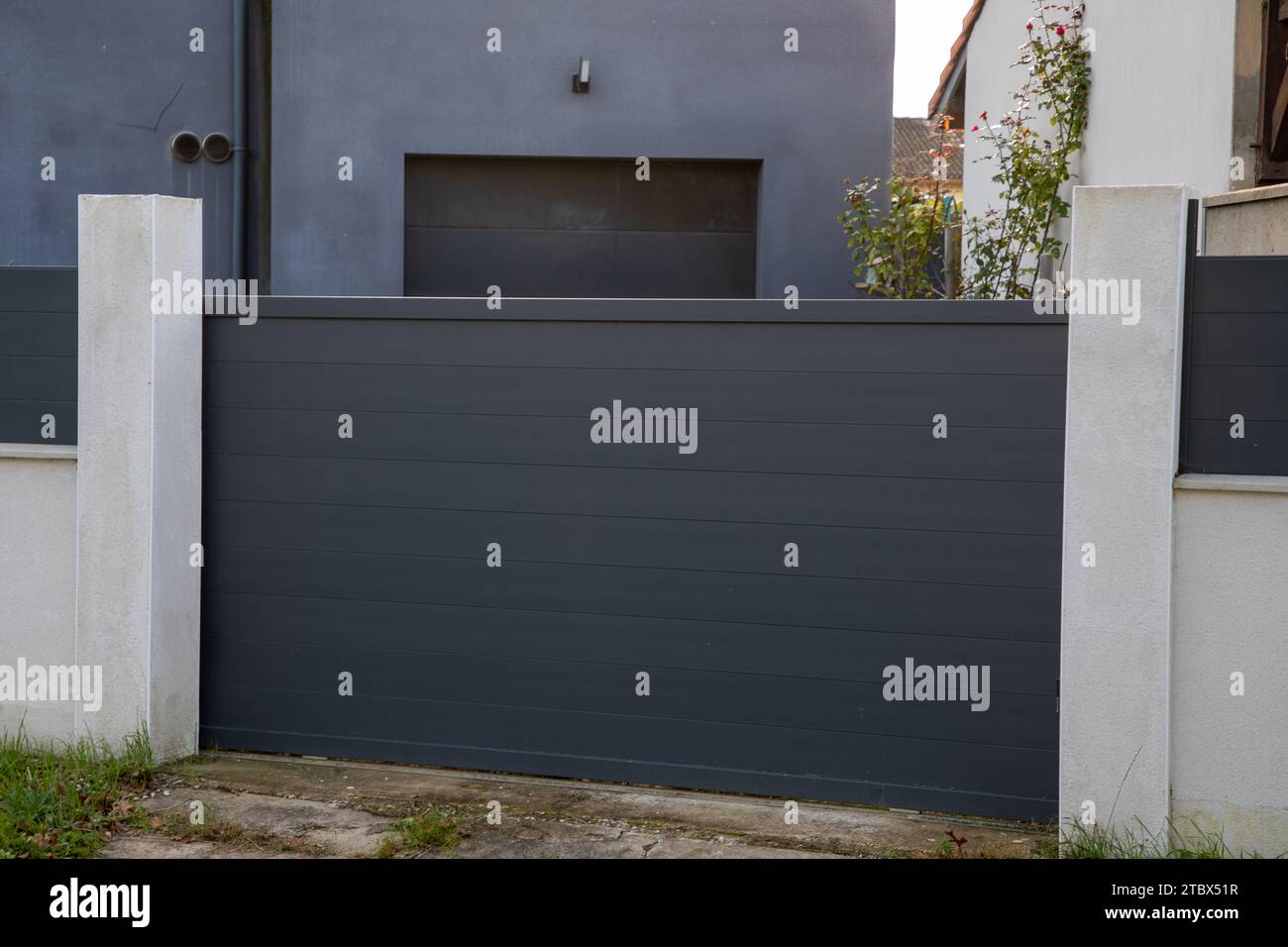 modern grey gate sliding dark gray slide high aluminum portal of suburb ...
