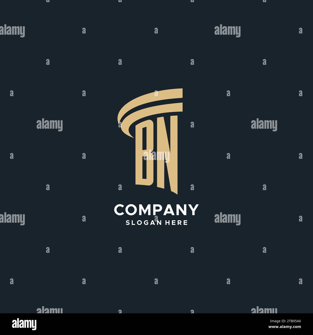 BN monogram with pillar icon design, luxury and modern legal logo ...